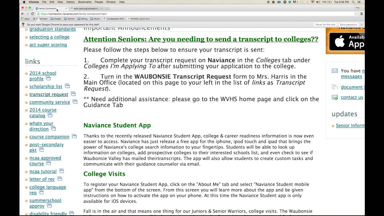 Requesting Transcripts through Naviance