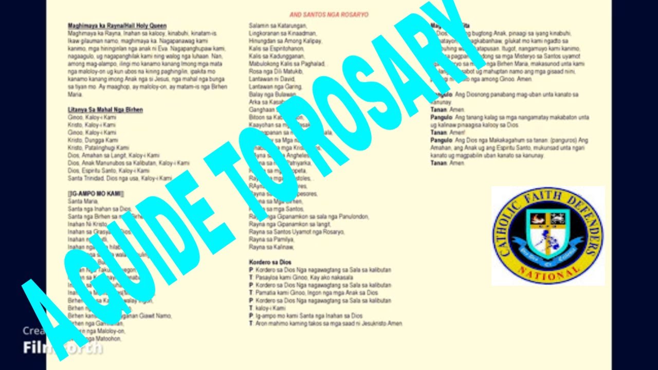 🔴 A Guide To The Rosary In Cebuano For Catholic Bisaya