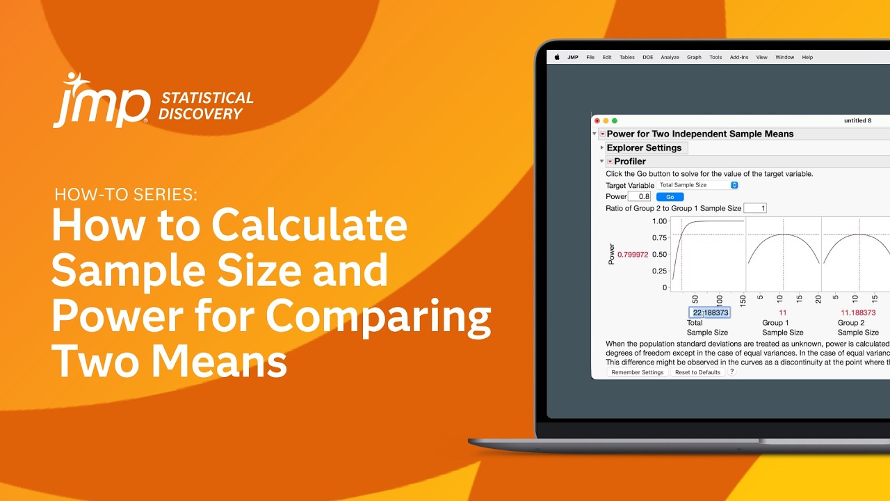 How to Calculate Sample Size and Power for Comparing Two Means in JMP