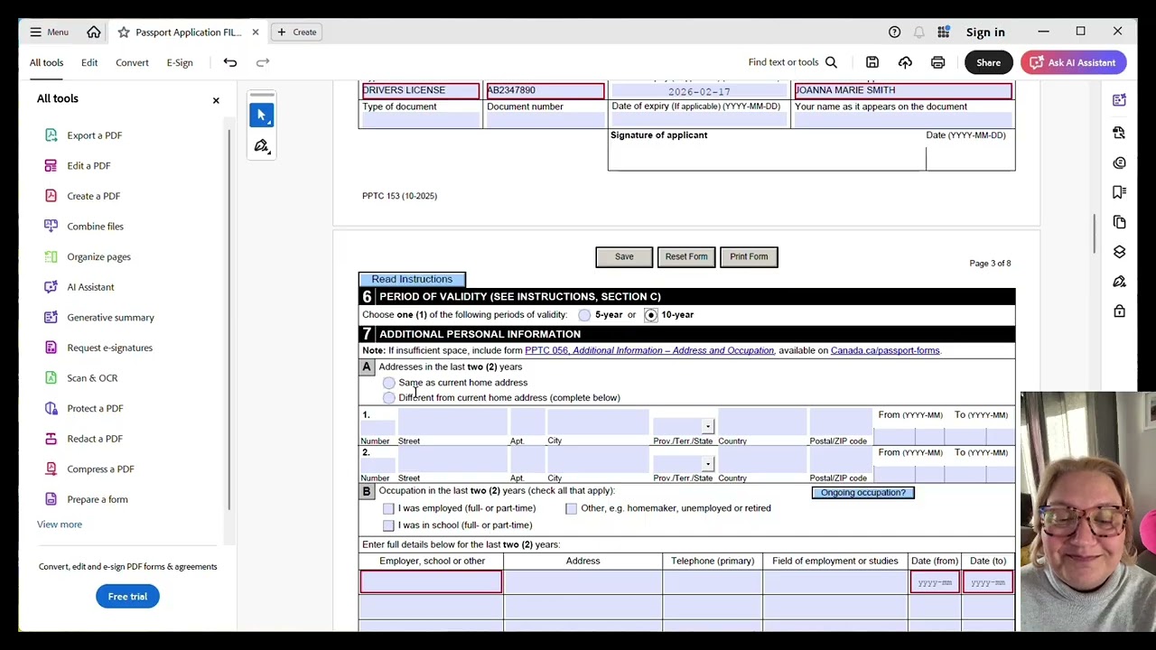 Help filling out forms - Canadian Passport edition