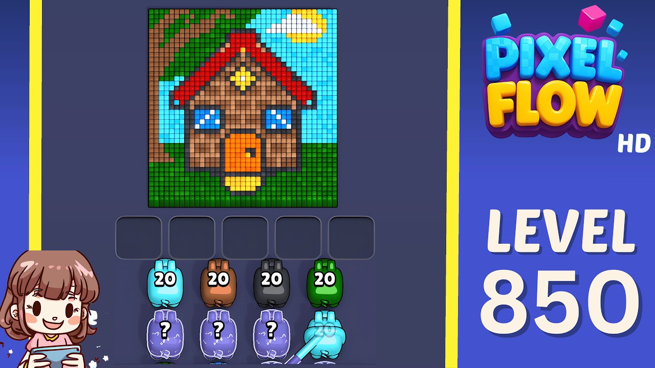 Pixel Flow Level 850 Solution Walkthrough