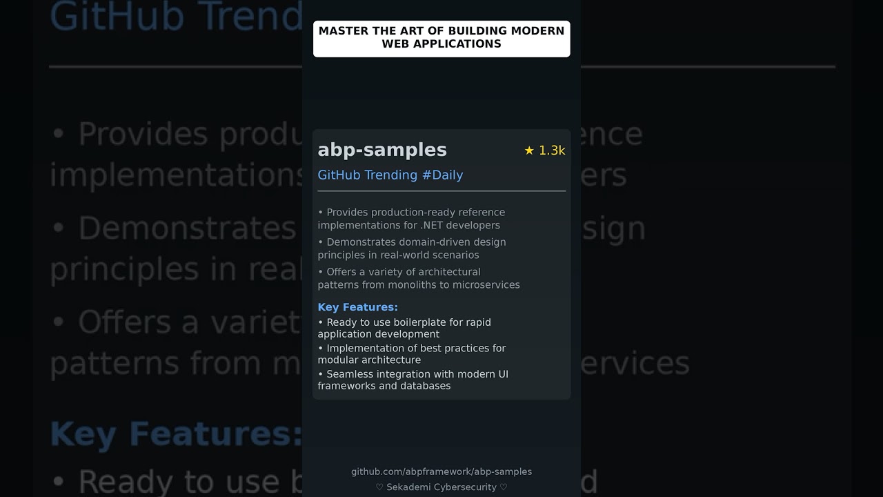 GitHub Trending Repositories: abpframework/abp-samples 🇬🇧