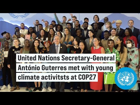 UN Chief Meets Young Climate Activists at COP27 #shorts | United Nations