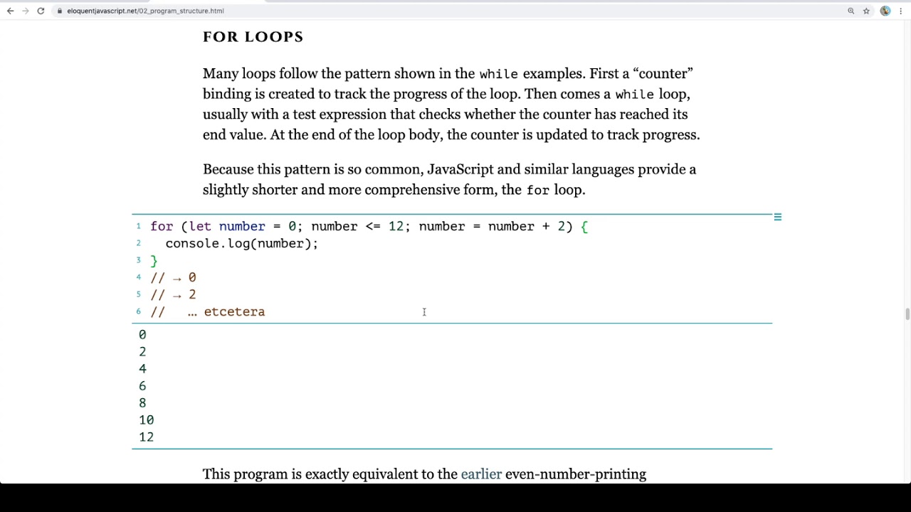 Eloquent JavaScript Read-Along - Program Structure - 012 - For Loops