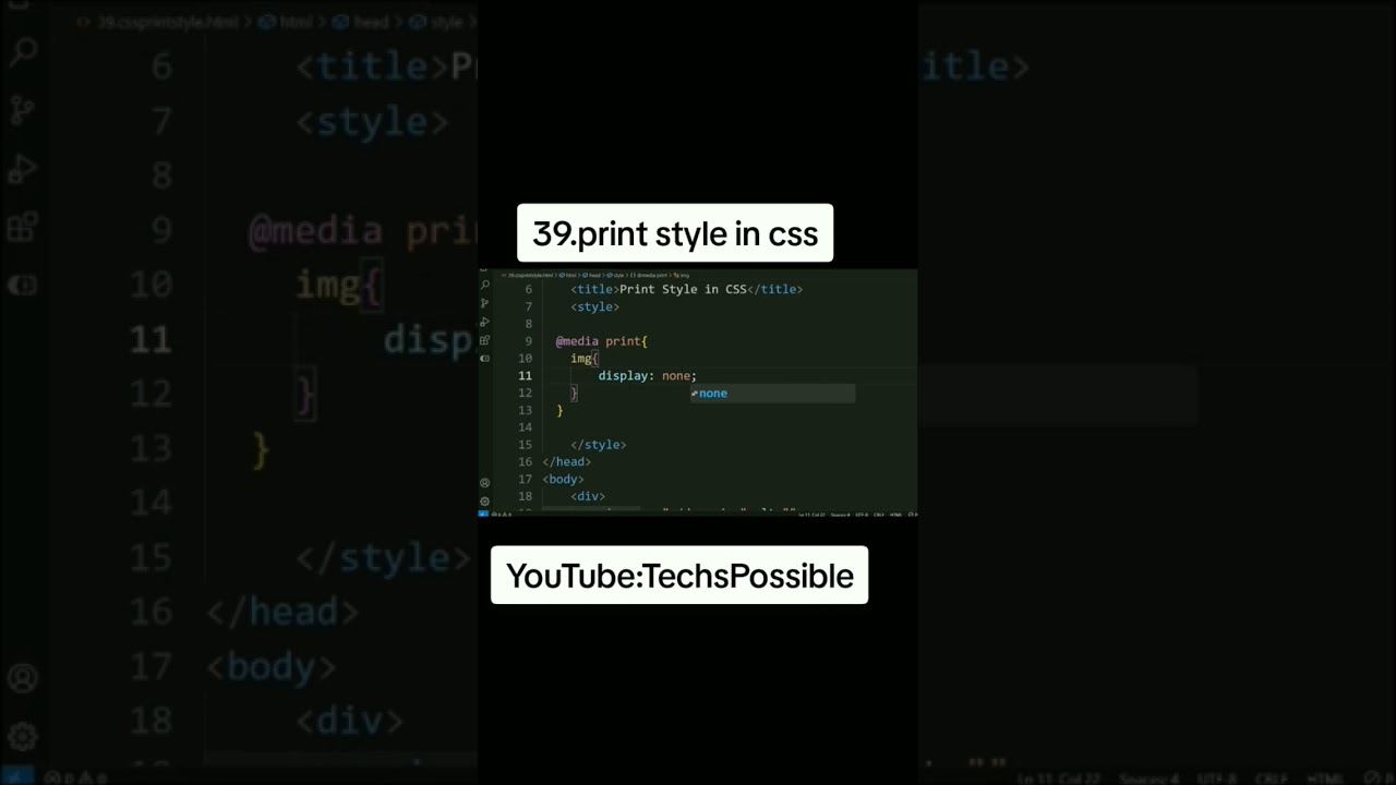 css print style | print style in css  | @media print css example | @media screen css | CSS Course