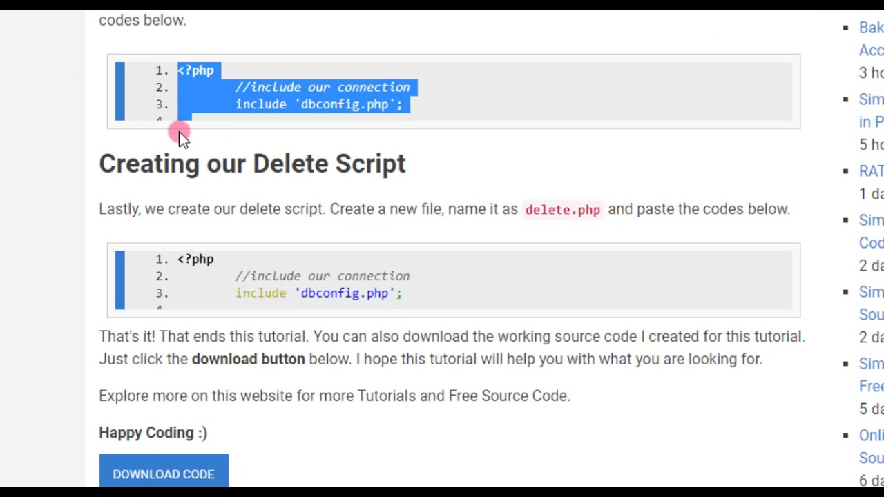 CRUD Operation using PHP and SQLite3 Database Tutorial DEMO