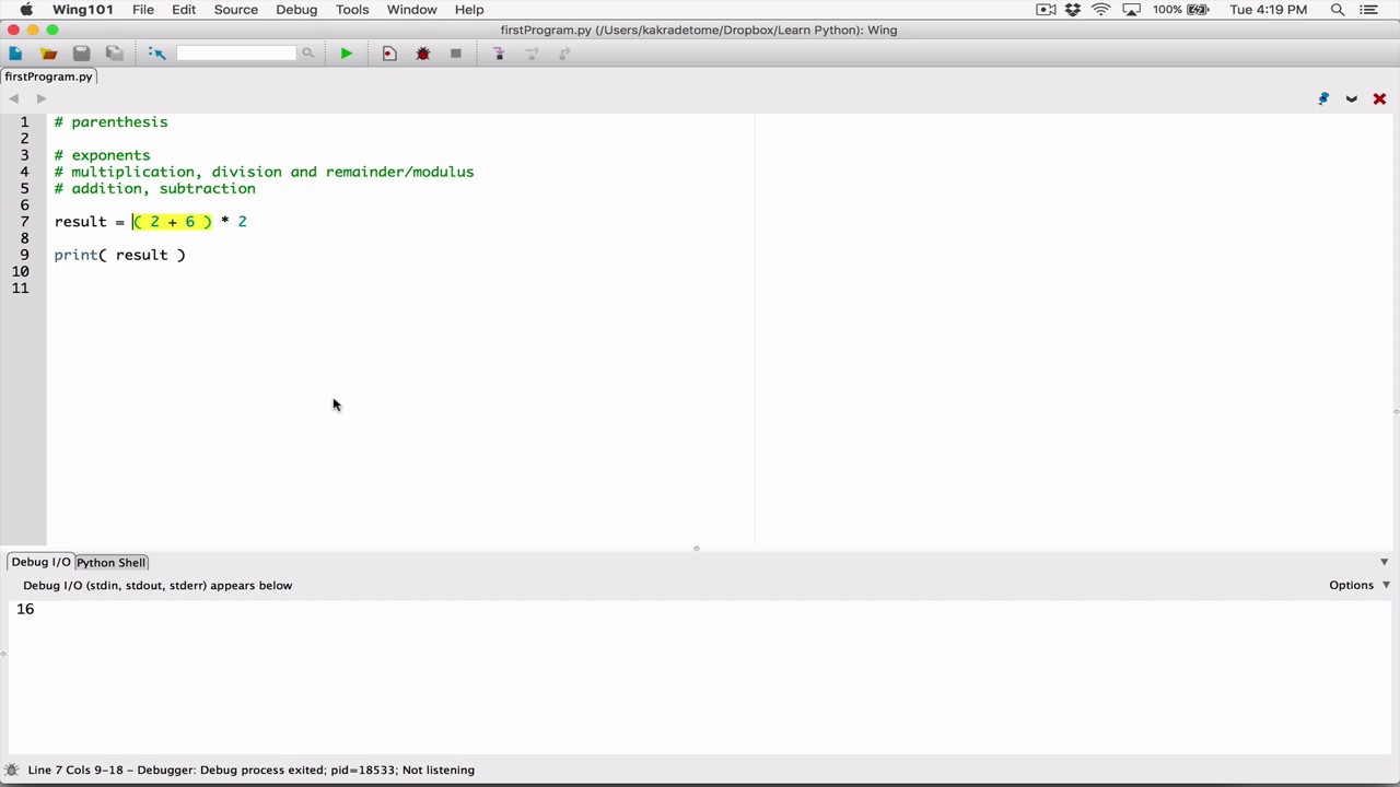 26. Using Parenthesis in math expressions - Learn Python