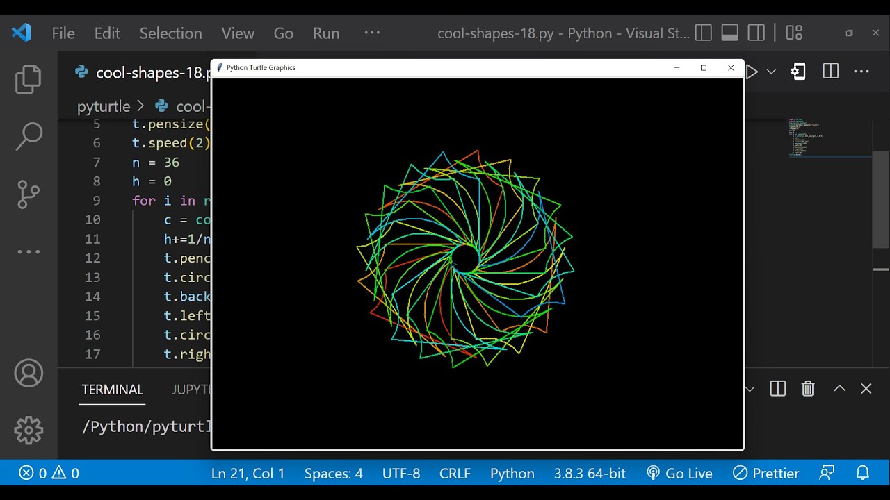 Python Turtle Graphics - 28 | Cool Shape Drawing | Python Turtle Coding Video | Learnonpy |