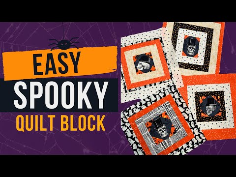 Beginner Log Cabin Quilt Block Tutorial | Fussy Cut Skull Center for Spooky Quilts!