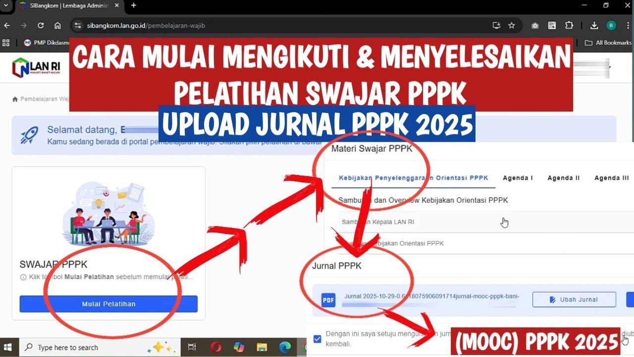 CARA MENGIKUTI PELATIHAN (ORIENTASI PPPK) & UPLOAD JURNAL PPPK DI APLIKASI SWAJAR PPPK TAHUN 2025