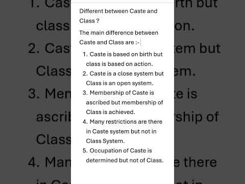 Different between Caste & Class System . # sociology short notes