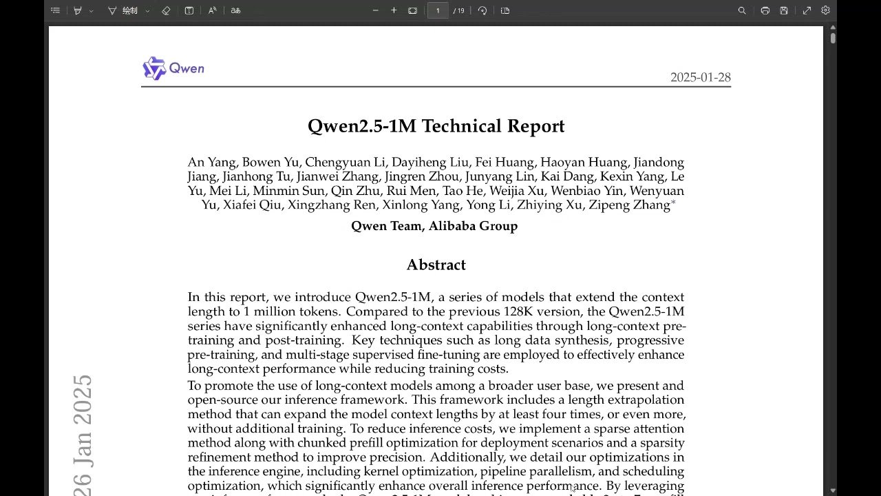 Qwen2.5-1M Technical Report