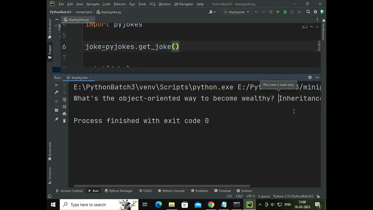 Python program to display jokes using pyjokes module