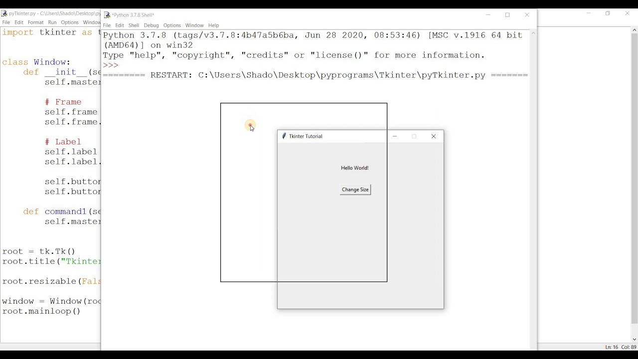 Tkinter Tutorial - Disable resizing in a Tkinter Window