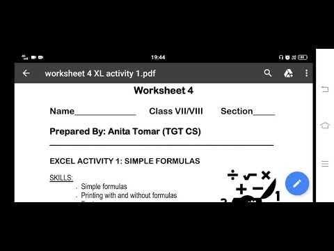 ICT worksheet 4 Excel Activity 1 Simple formulas