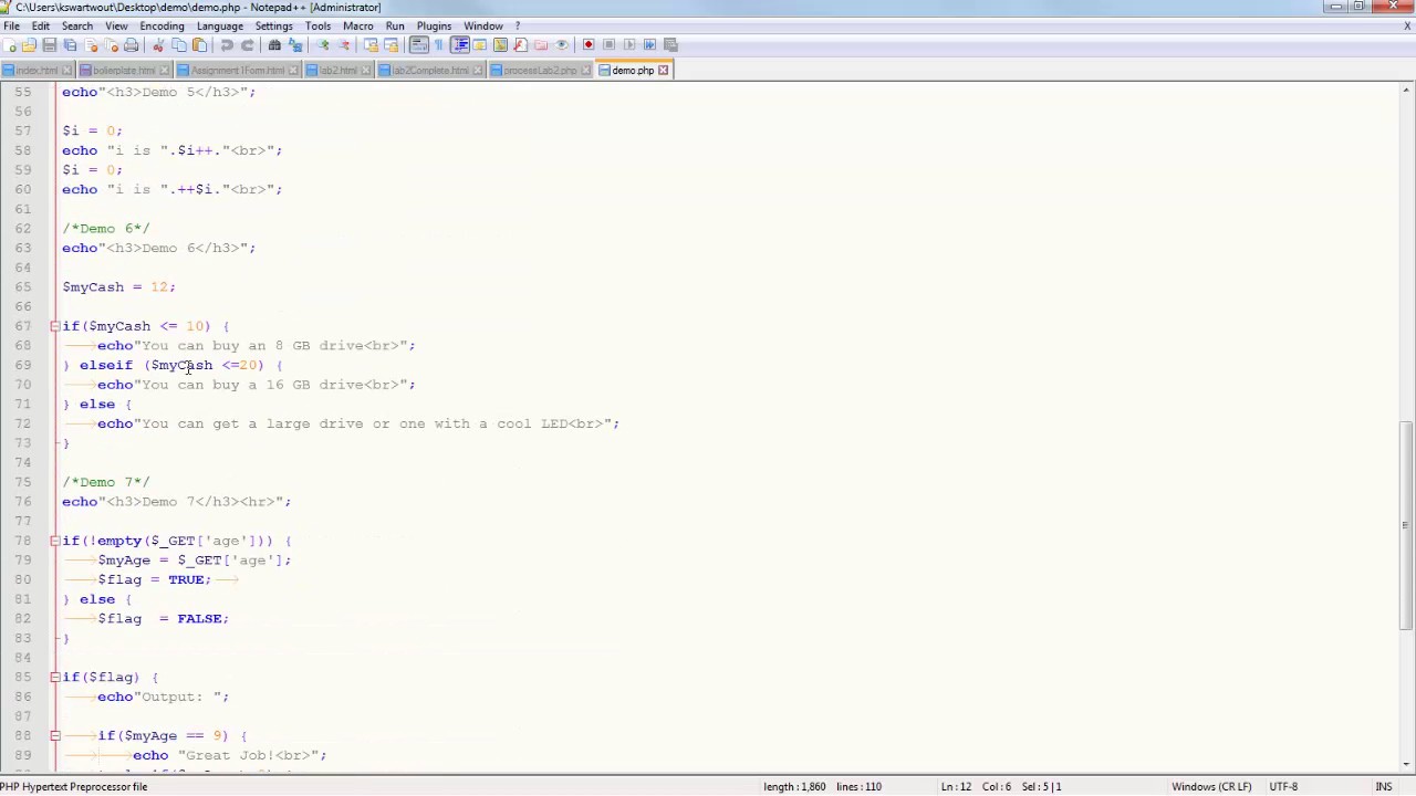 CIS 133P - Week 2 PPT - PHP Basics, Variables, Data Types, IF, Arrays
