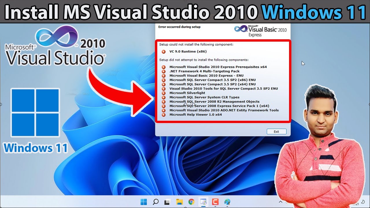 Microsoft Visual Studio 2010 setup installation failed problem fix in windows 11