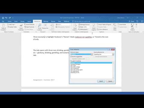 "Cross-Reference", using Microsoft Word 2016