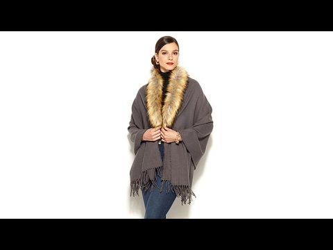 IMAN Platinum Fringe and Faux Fur Dramatic Wrap