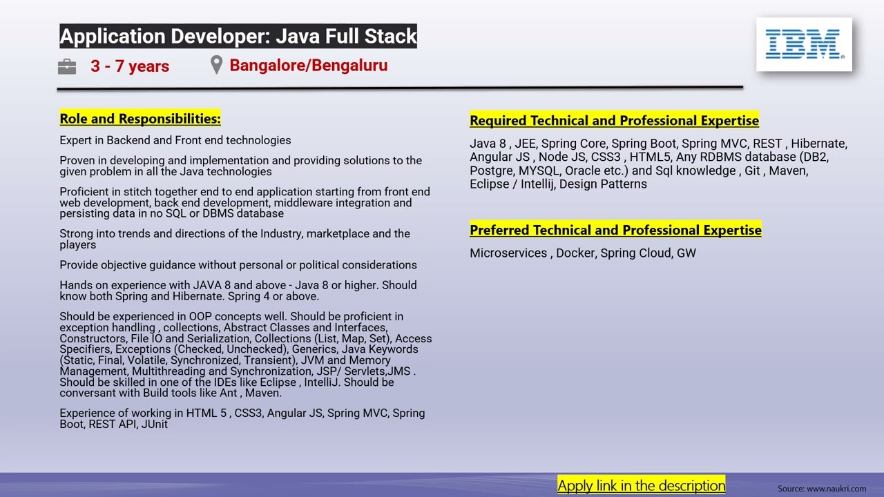 IBM is hiring- Application Developer: Java Full Stack #itjobs