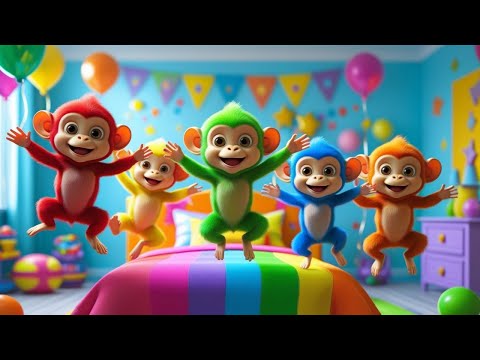 Five Little Monkeys Jumping on the Bed 🎵 Funny Kids Songs & Nursery Rhymes