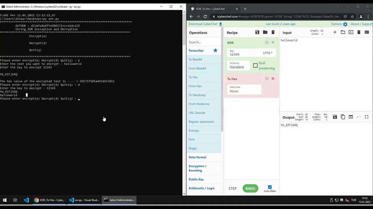 Use Python to encrypt and decrypt data using XOR encryption