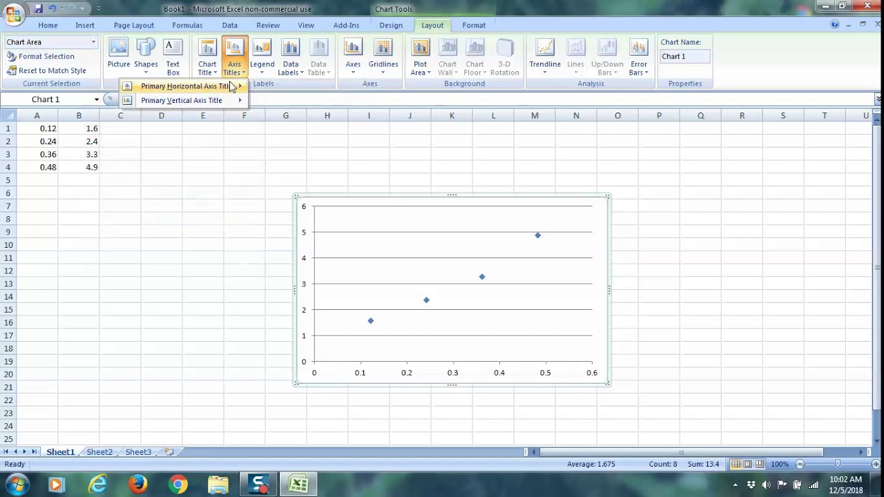Physics Excel Graphing Instructions