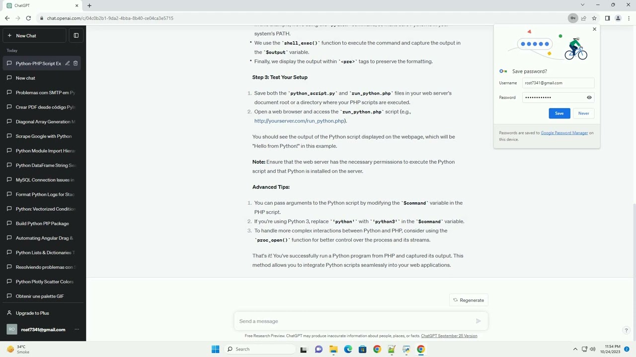 Running a python program from php and getting output