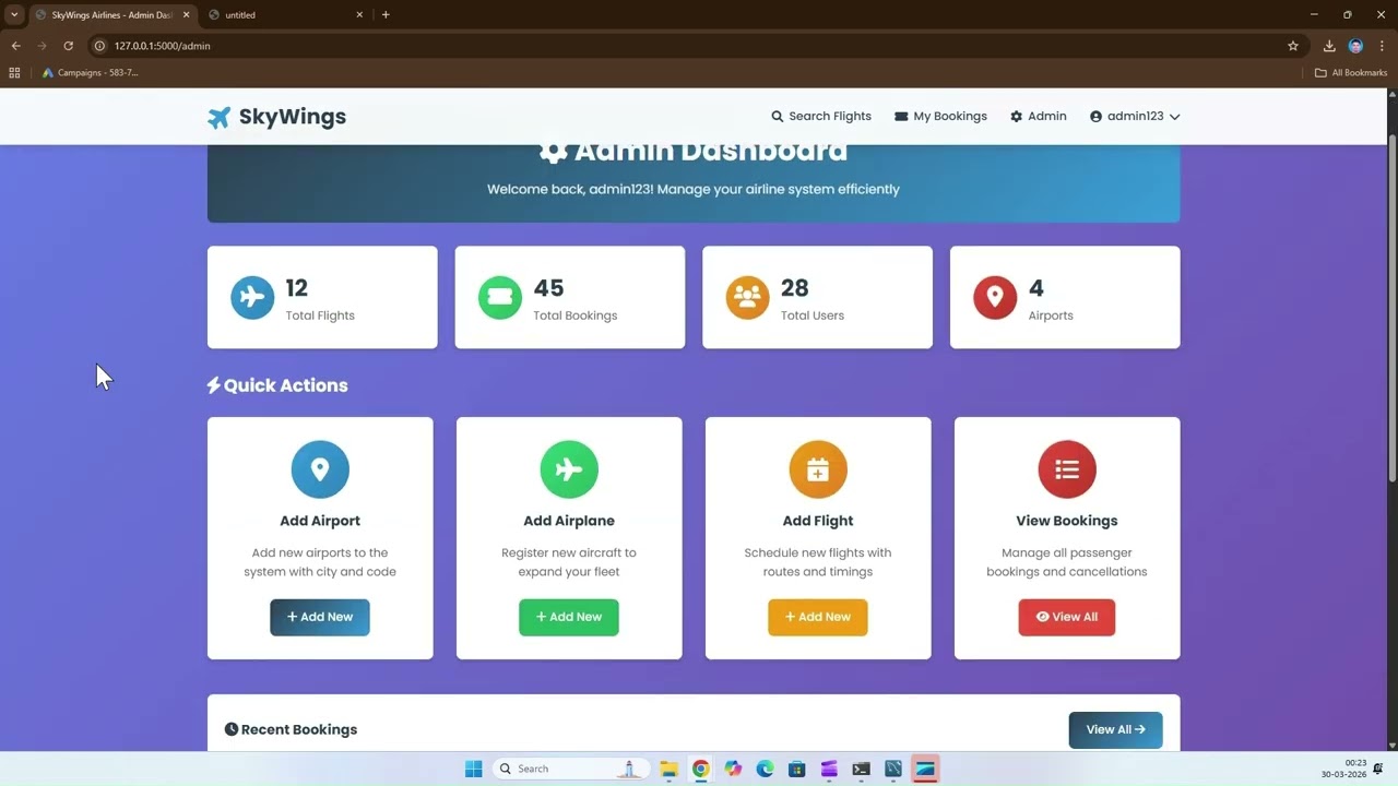 Airline Management System in Python Flask + MySql | Full Project Demo