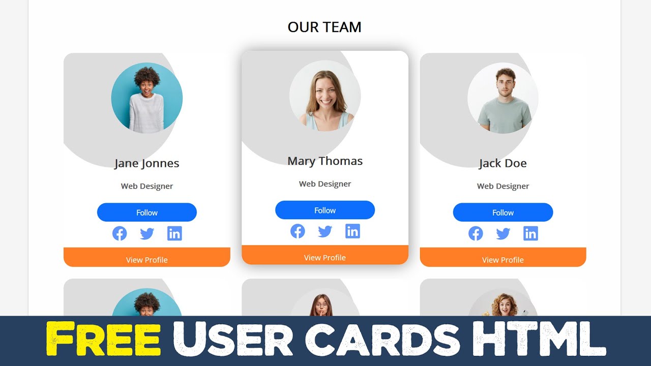 FREE User cards HTML template | How to plus source code | Quick programming tutorial