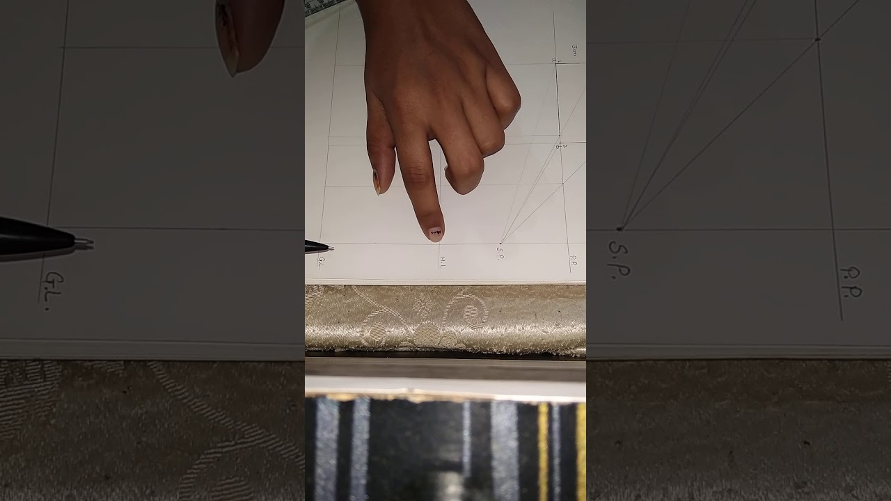 One point perspective view of a rectangle.