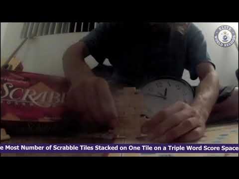 Most Number of Scrabble Tiles Stacked on One Tile on a Triple Word Score Space on a Scrabble Board