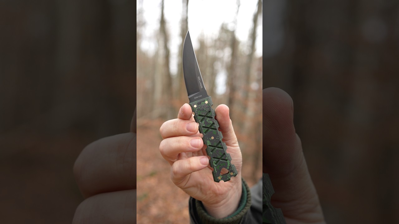 SZM C04 | Shobu Zukuri Mini Kaiken 3.5” Custom. RWL-34 steel, DLC finish, FatCarbon carbon fiber.