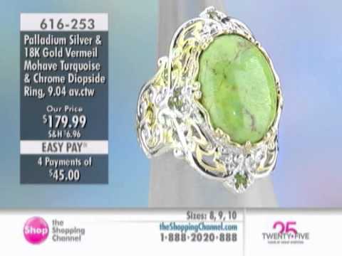 Palladium Silver & 18K Gold Vermeil Mohave Turquoise & Chrome Diopside at The Shopping Channel 61...