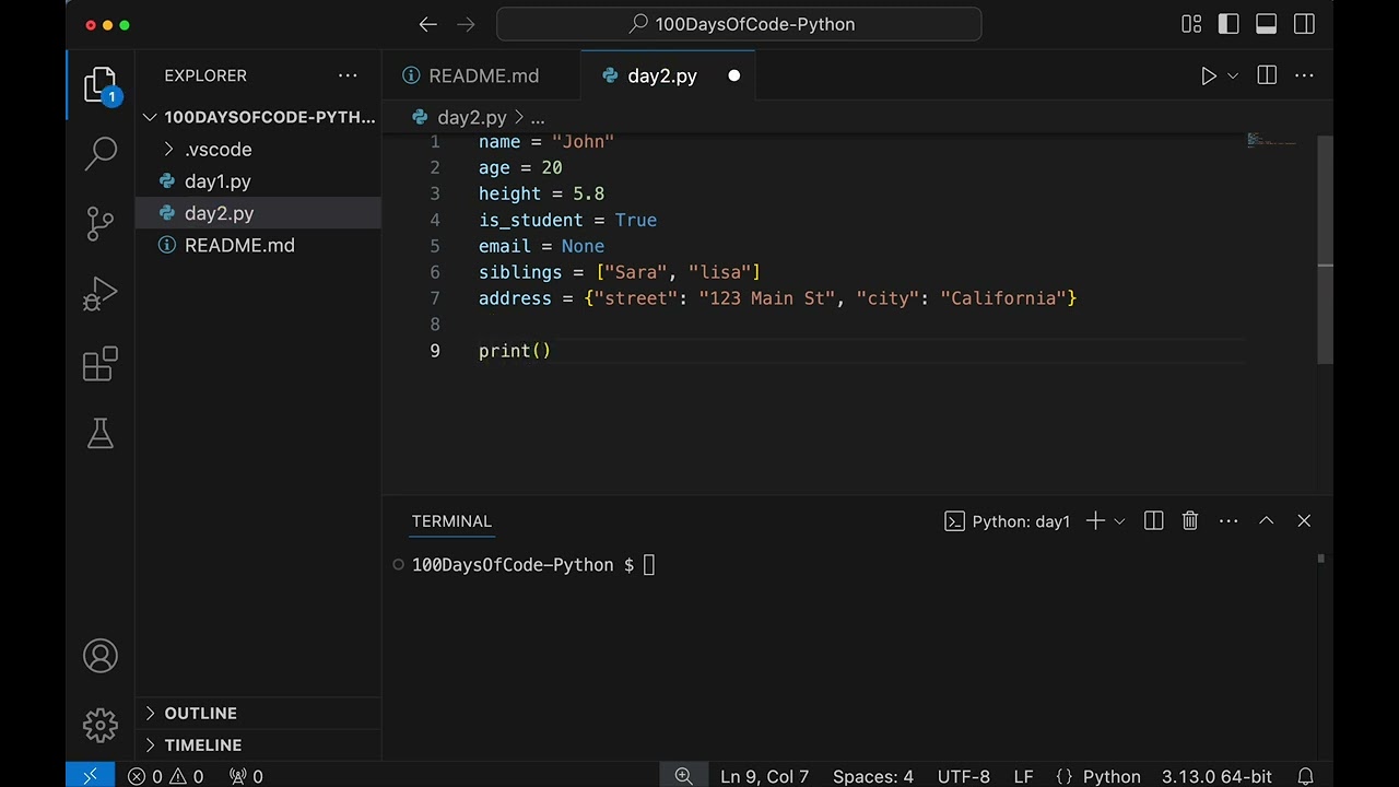 Python Day 2 - Variables