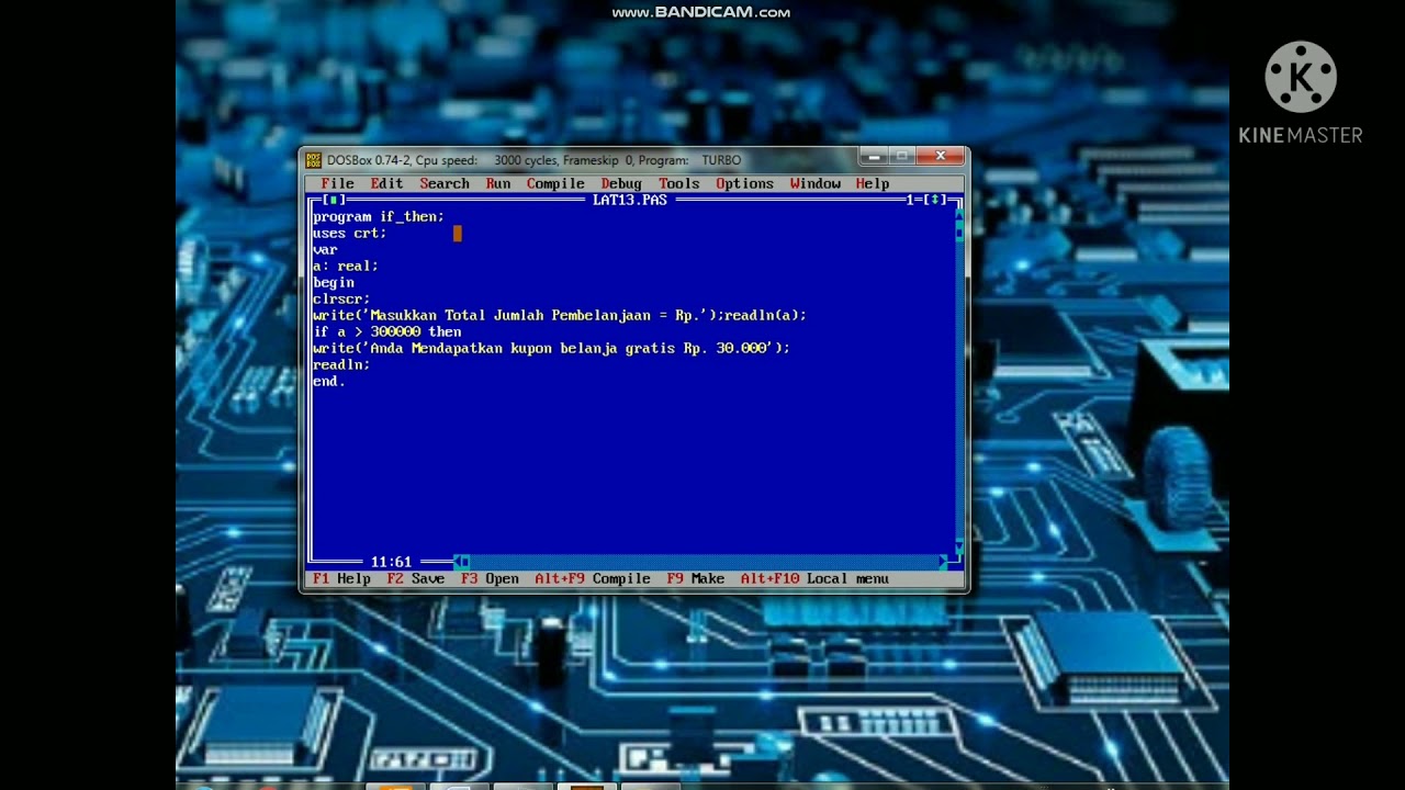 Tutorial Pascal part 12 percabangan if then