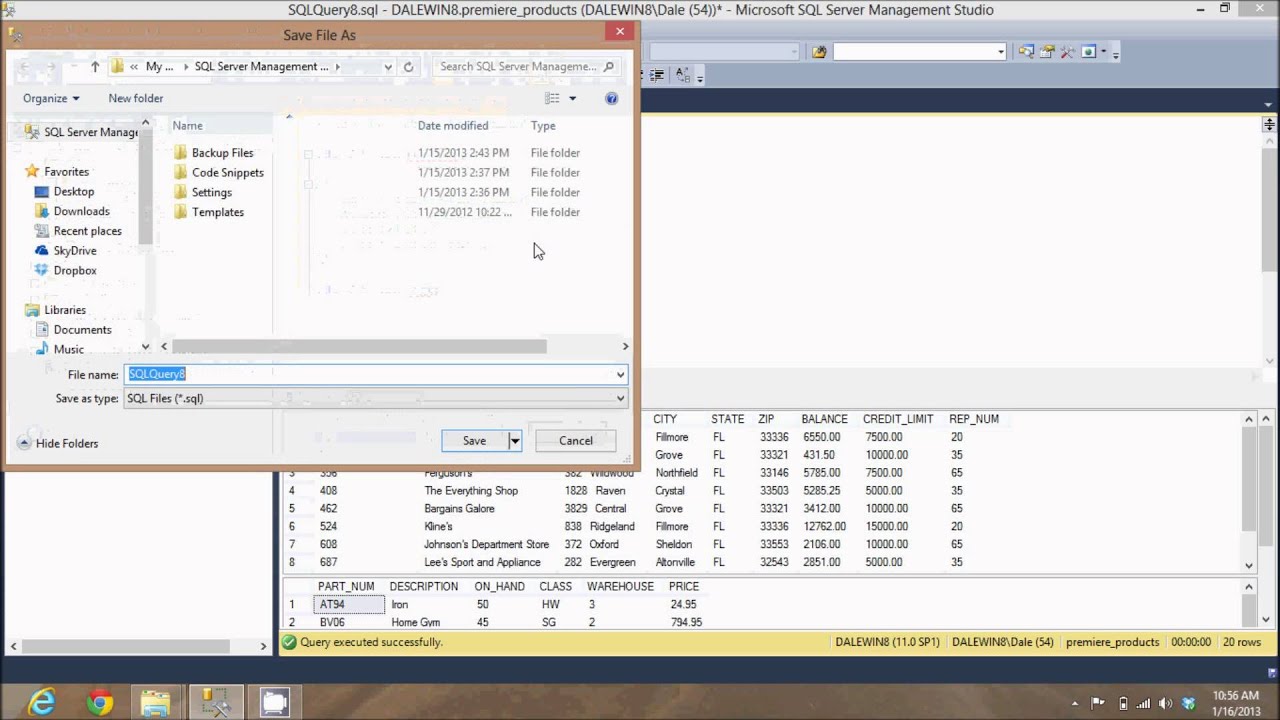 Save an SQL Script File - SQL Server 2012