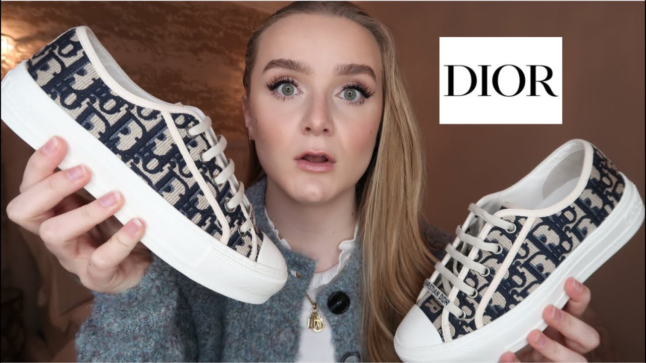 WALK'N'DIOR BLUE DIOR OBLIQUE EMBROIDERED COTTON SNEAKERS | UNBOXING, REVIEW & TRY ON