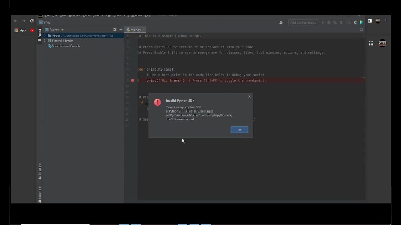 Pycharm Python SDK error FIX !!!