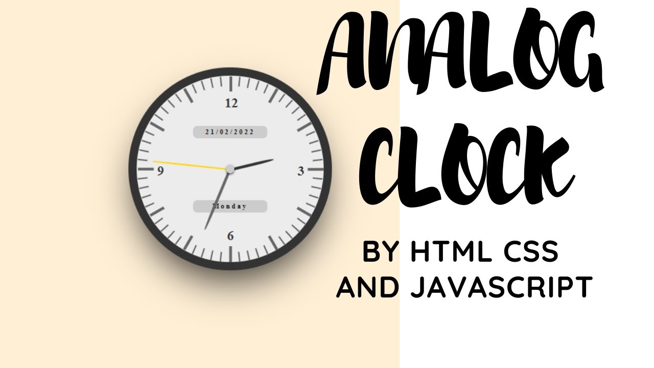 How to make clock html CSS and javascript | Javascript analog clock | Source code