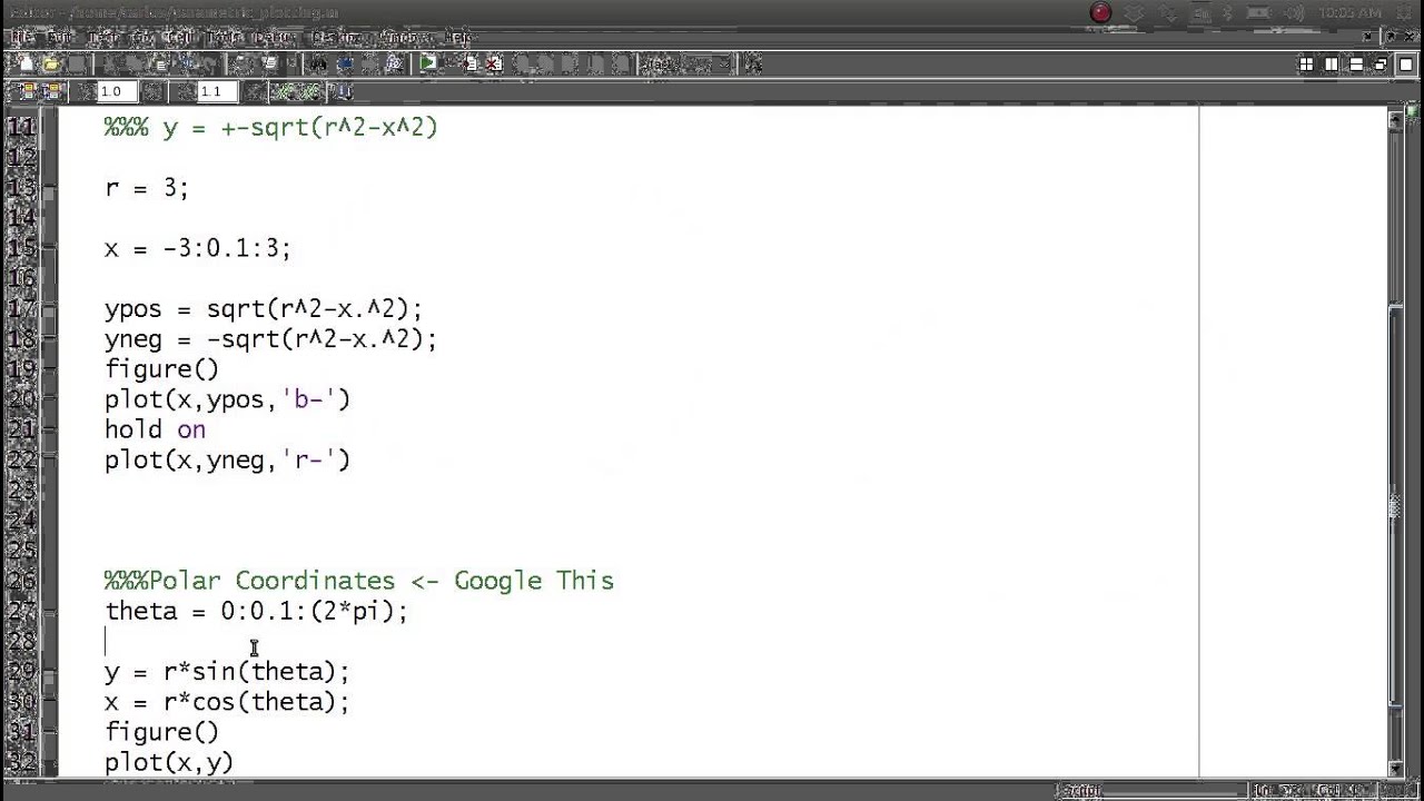MATLAB Help - Parametric Plotting