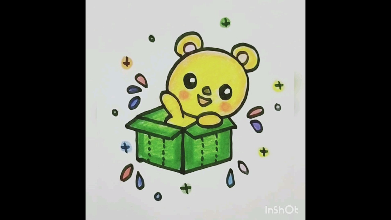 Doodle Drawing of a Cartoon inside a gift box | #doodles #easydrawings #ytshorts #shorts | 🎁🧸🎊 |