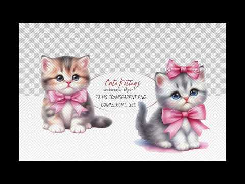 28 PNG Cute Kitten Clipart bundle