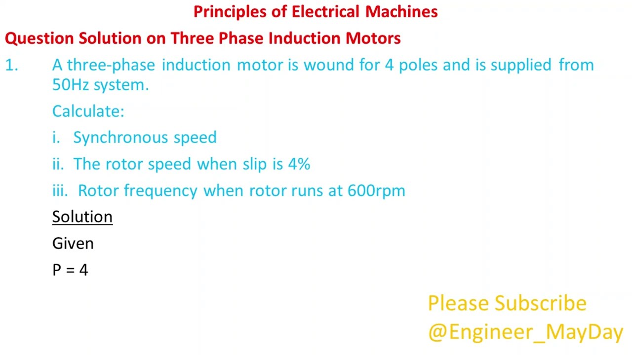 Question Solution on Three Phase Induction Motors