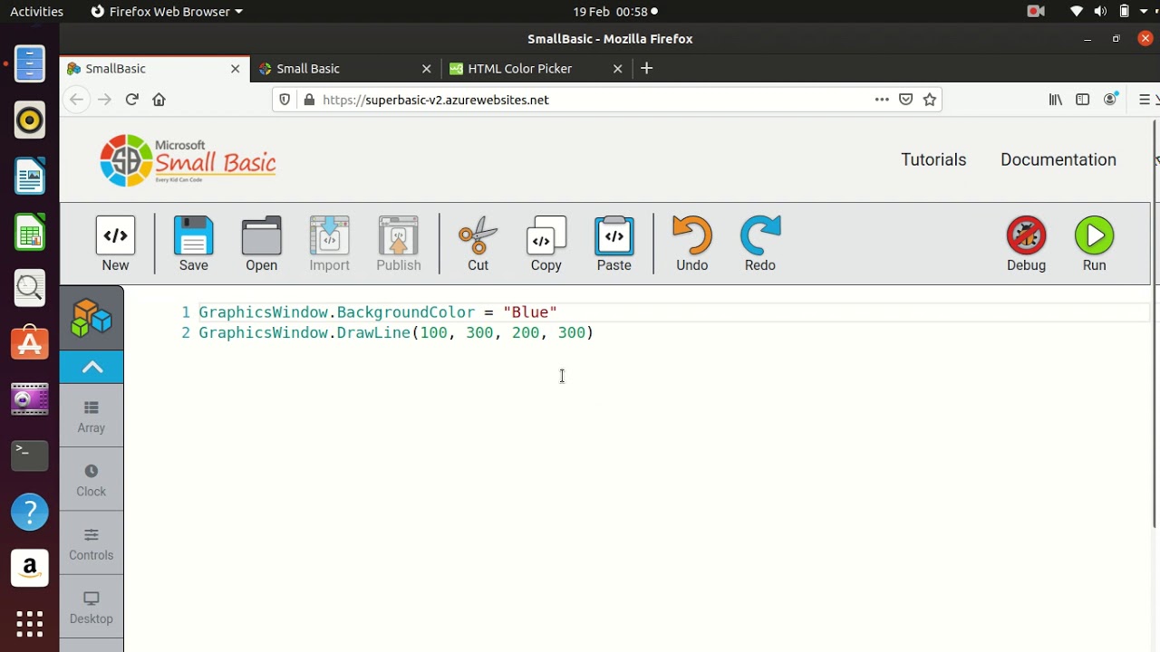 Small basic lesson 2 - lines