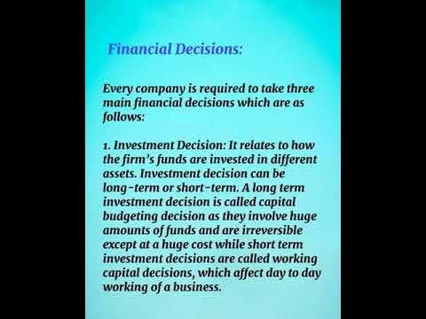 Financial Management | Financial decisions | Investment Decision | Meaning |Definition#class12 #bst
