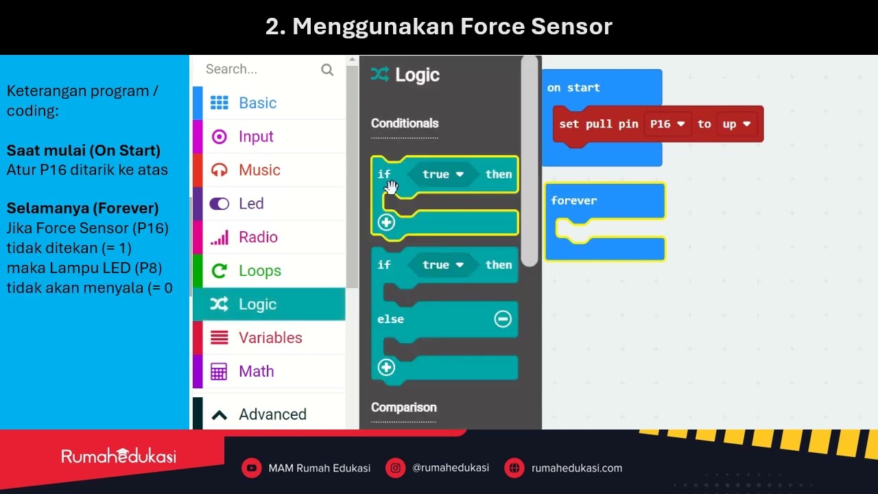 1b. Video Tutorial Micro:bit Compatible Robots Program Dasar 1 Force Sensor