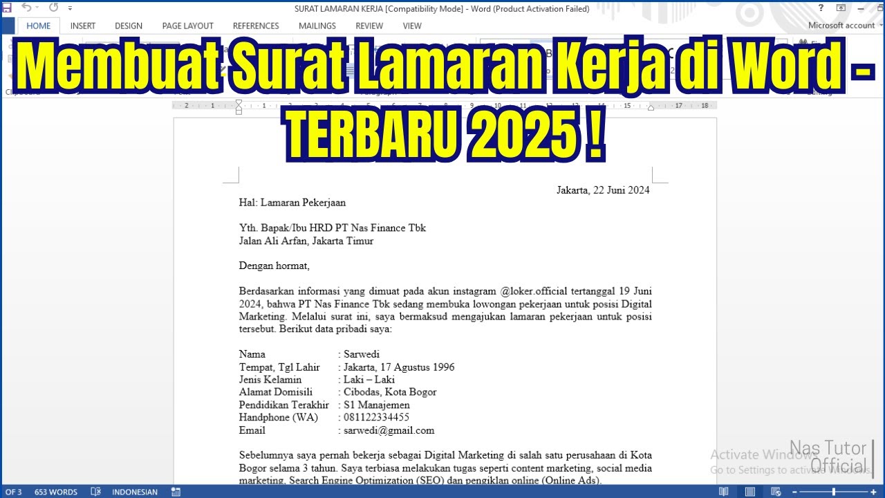 Cara Membuat Surat Lamaran Kerja di Microsoft Word [Terbaru 2025] – Mudah & Cepat!
