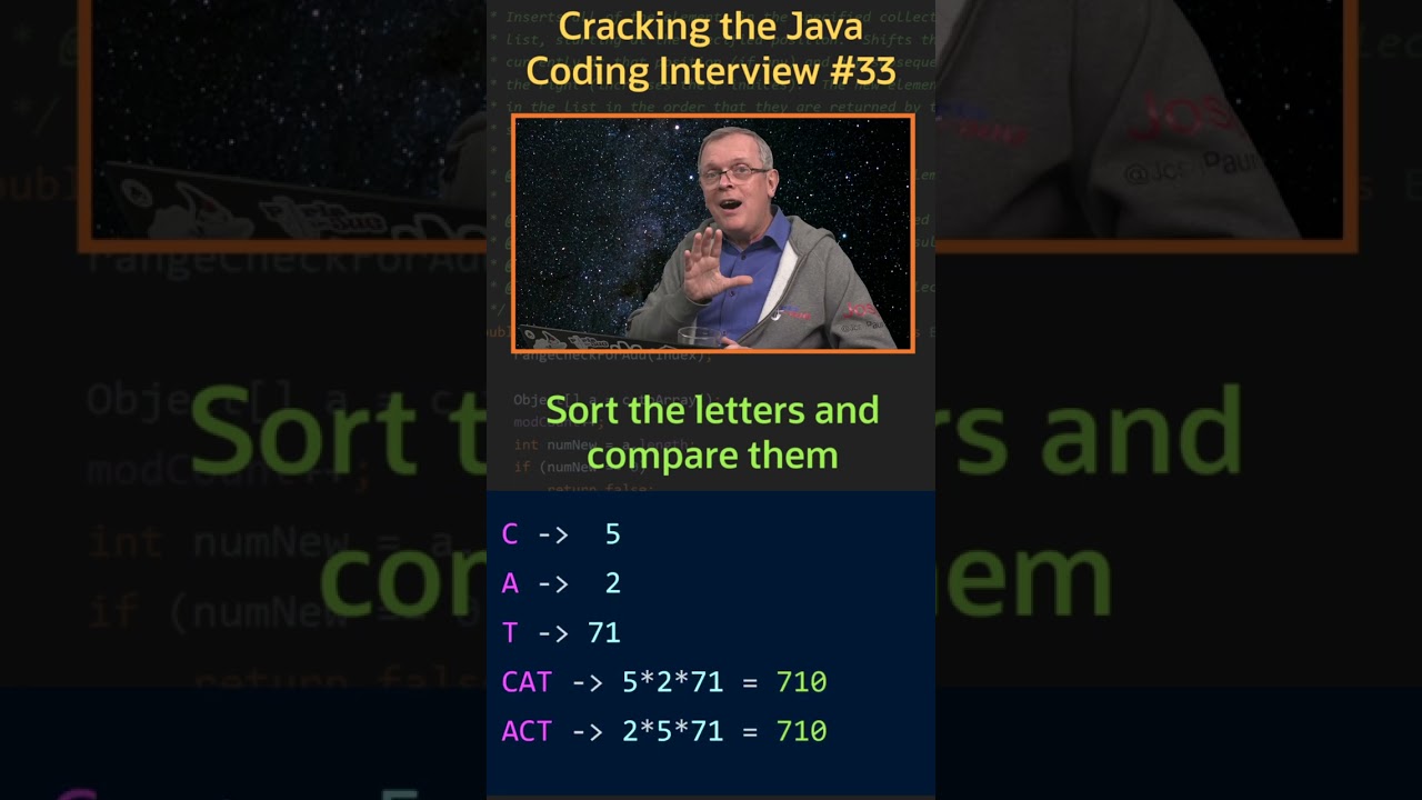 How can you tell that a String is an anagram of another String? - Cracking the Java Coding Interview