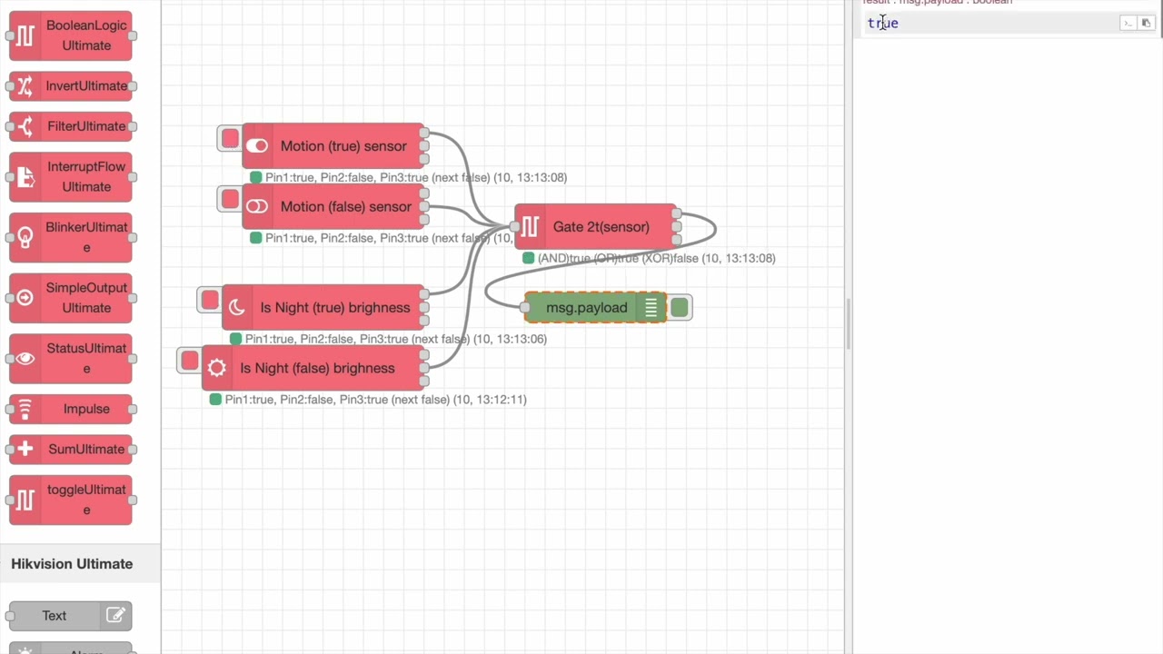 Boolean Logic Gate node for Node-Red